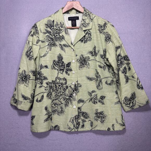 Silk Land | Jackets & Coats | Silk Land Green Floral Beaded 0 Silk ...